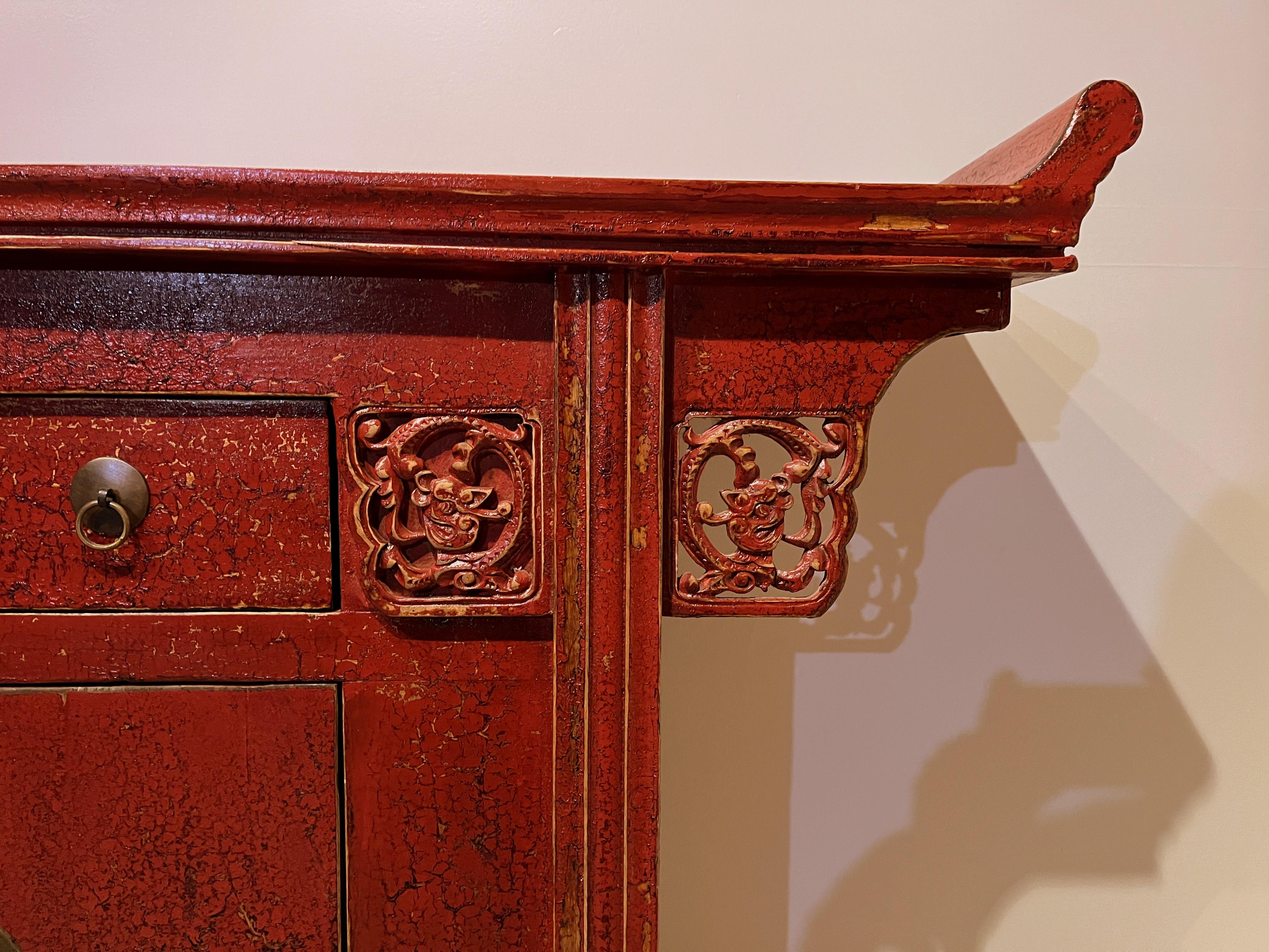 Red Lacquer Altar Coffer For Sale at 1stDibs