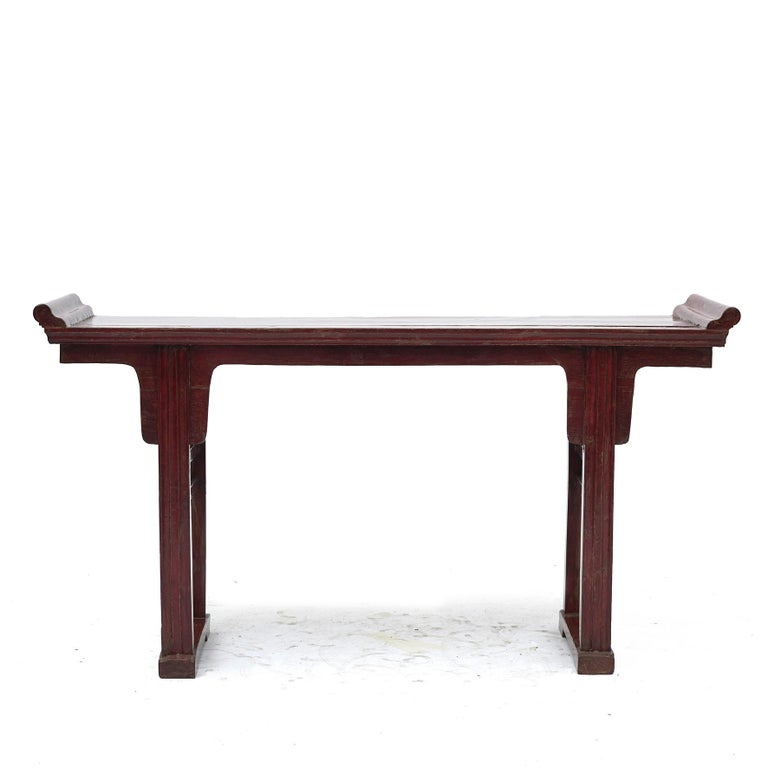 Red Lacquer Altar / Console Table For Sale at 1stDibs