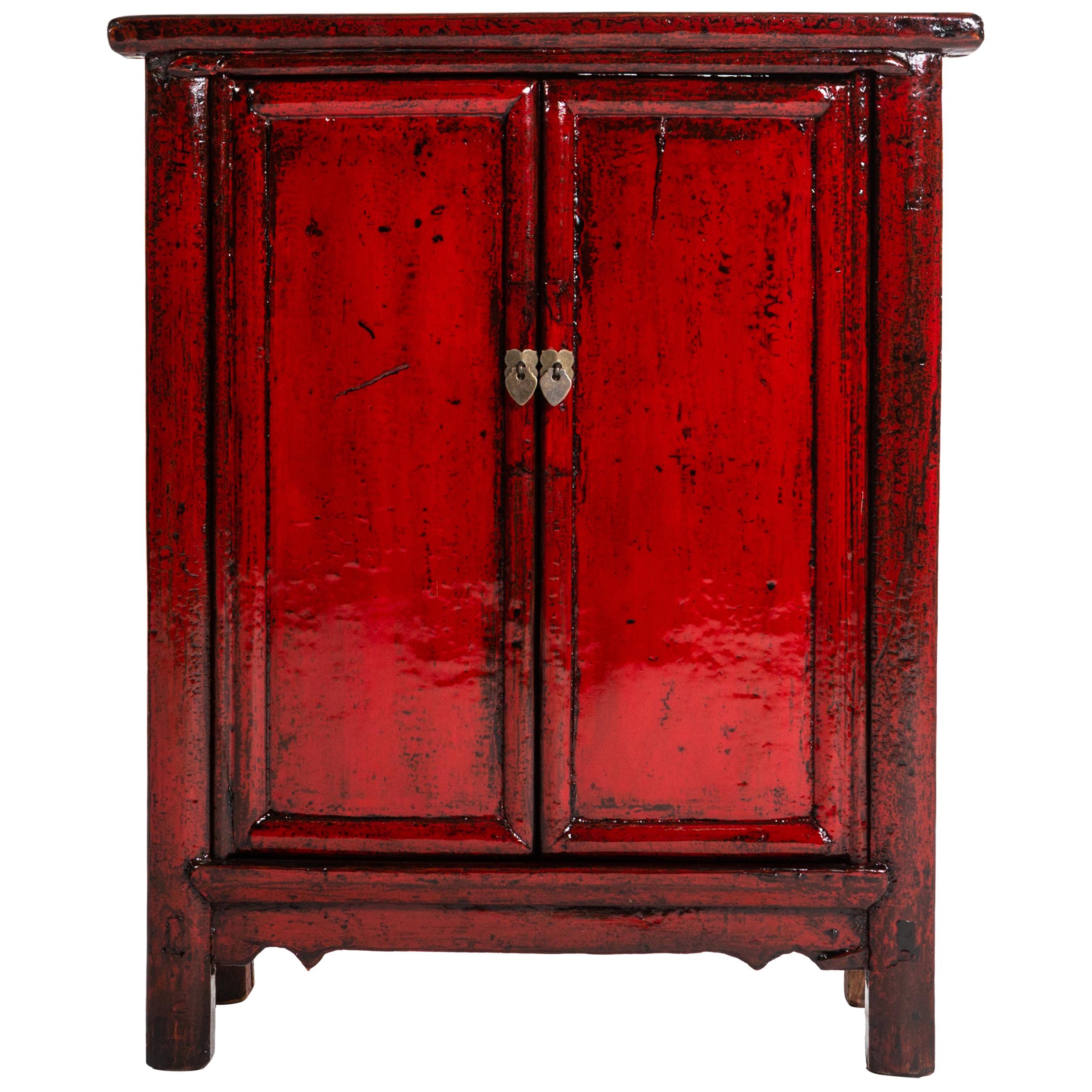 Chinese Red Lacquered Cabinet with 4 Doors and 3 Drawers at 1stdibs