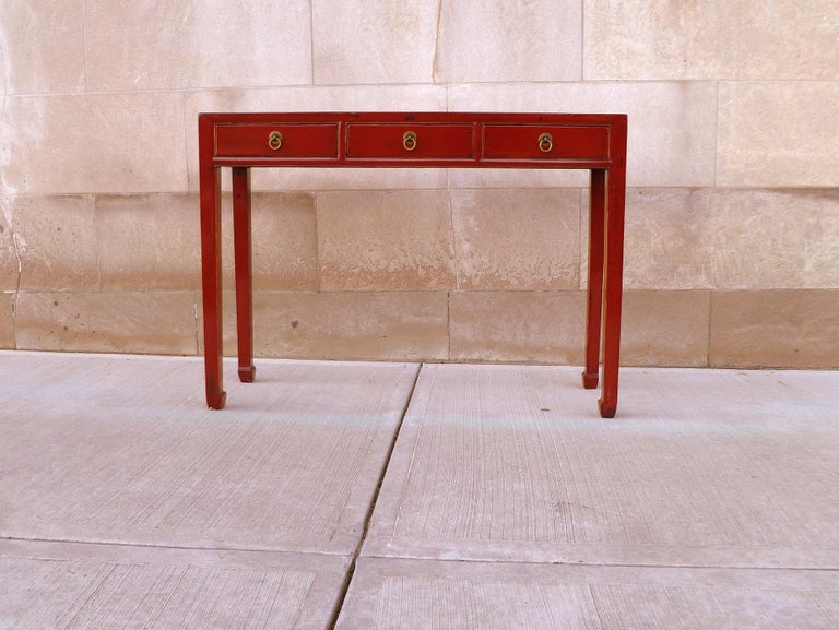 Red Lacquer Console Table For Sale at 1stDibs