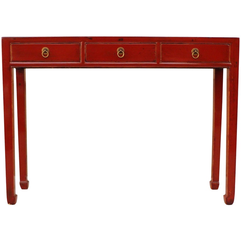 Red Lacquer Console Table For Sale at 1stDibs