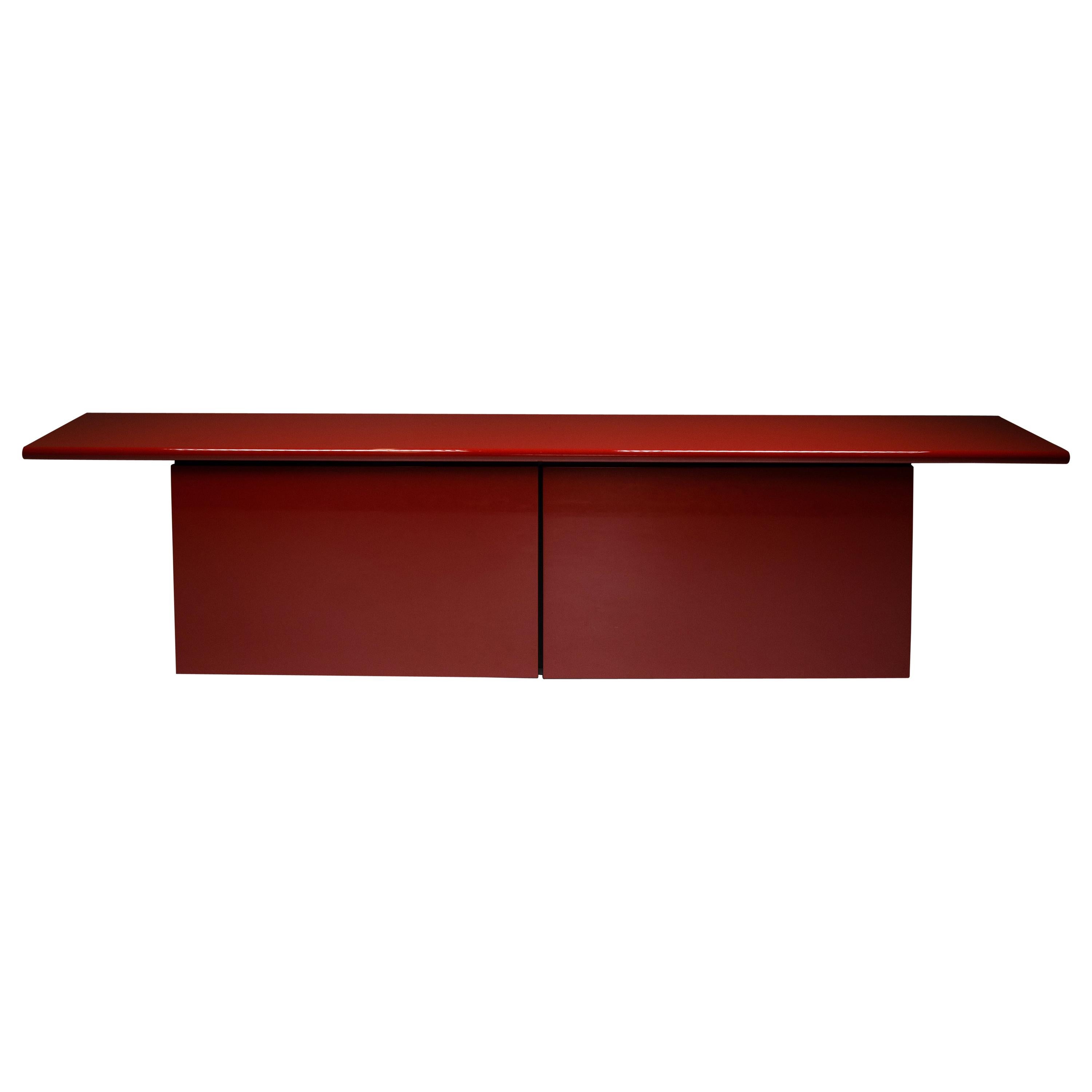 Widdicomb Red Lacquered Credenza at 1stDibs