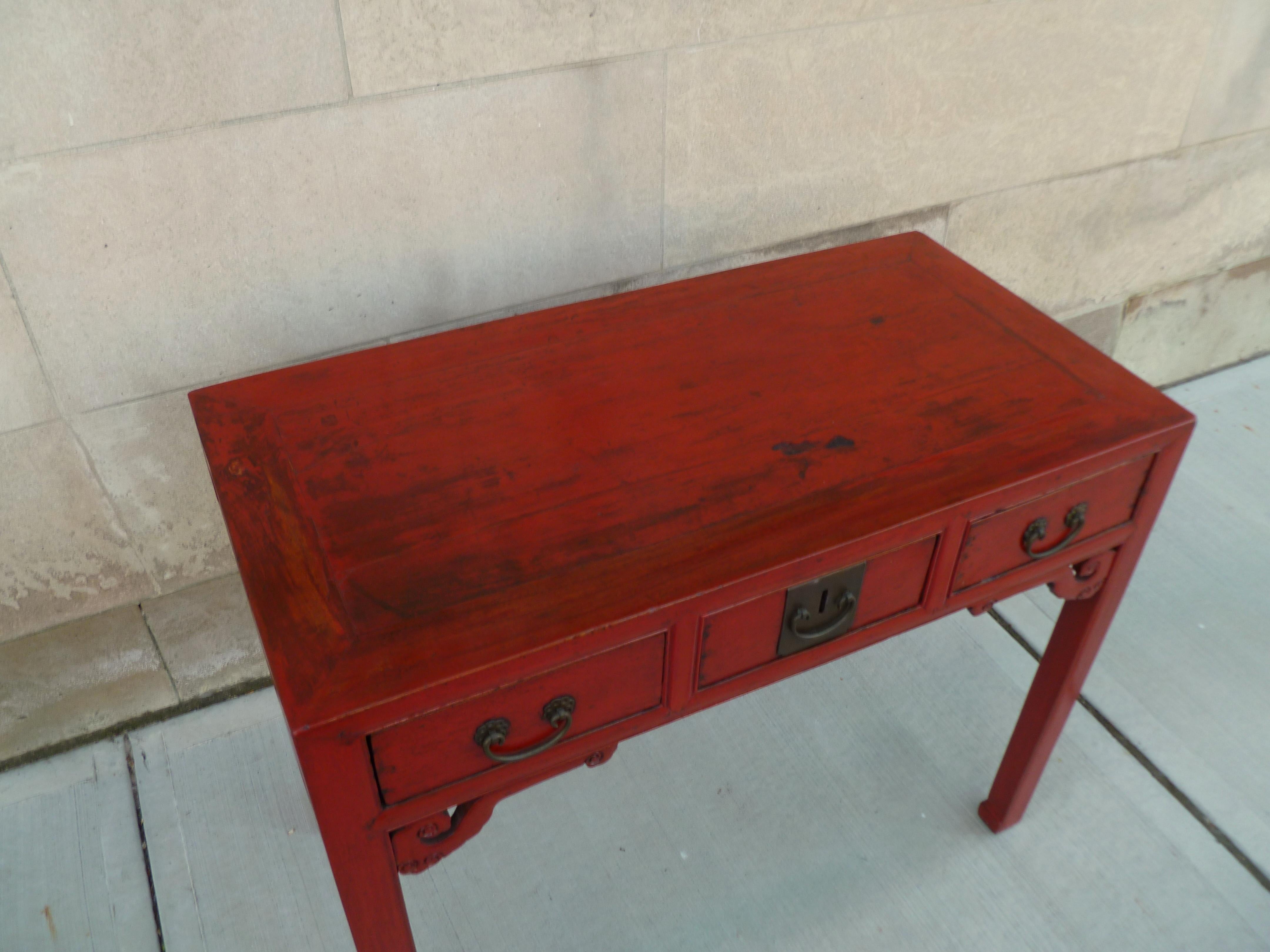 Red Lacquer Desk at 1stDibs