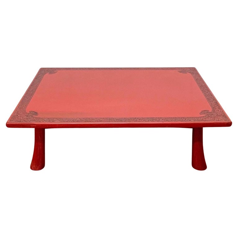 Red Lacquer Fibreglass Coffee Table, Japanese Meiji Style, C1980s For ...