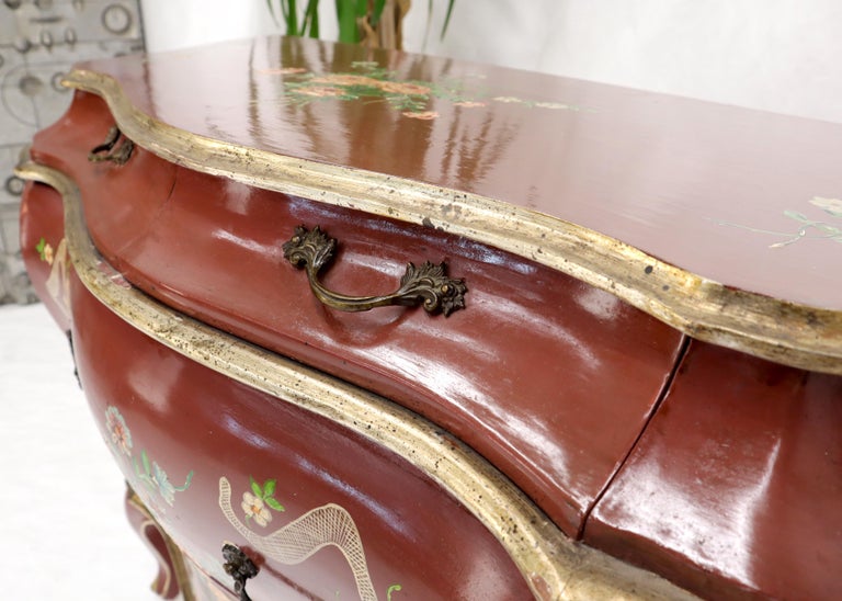 Red Lacquer Painted Bombay Dresser Chest of Drawers For Sale at 1stDibs