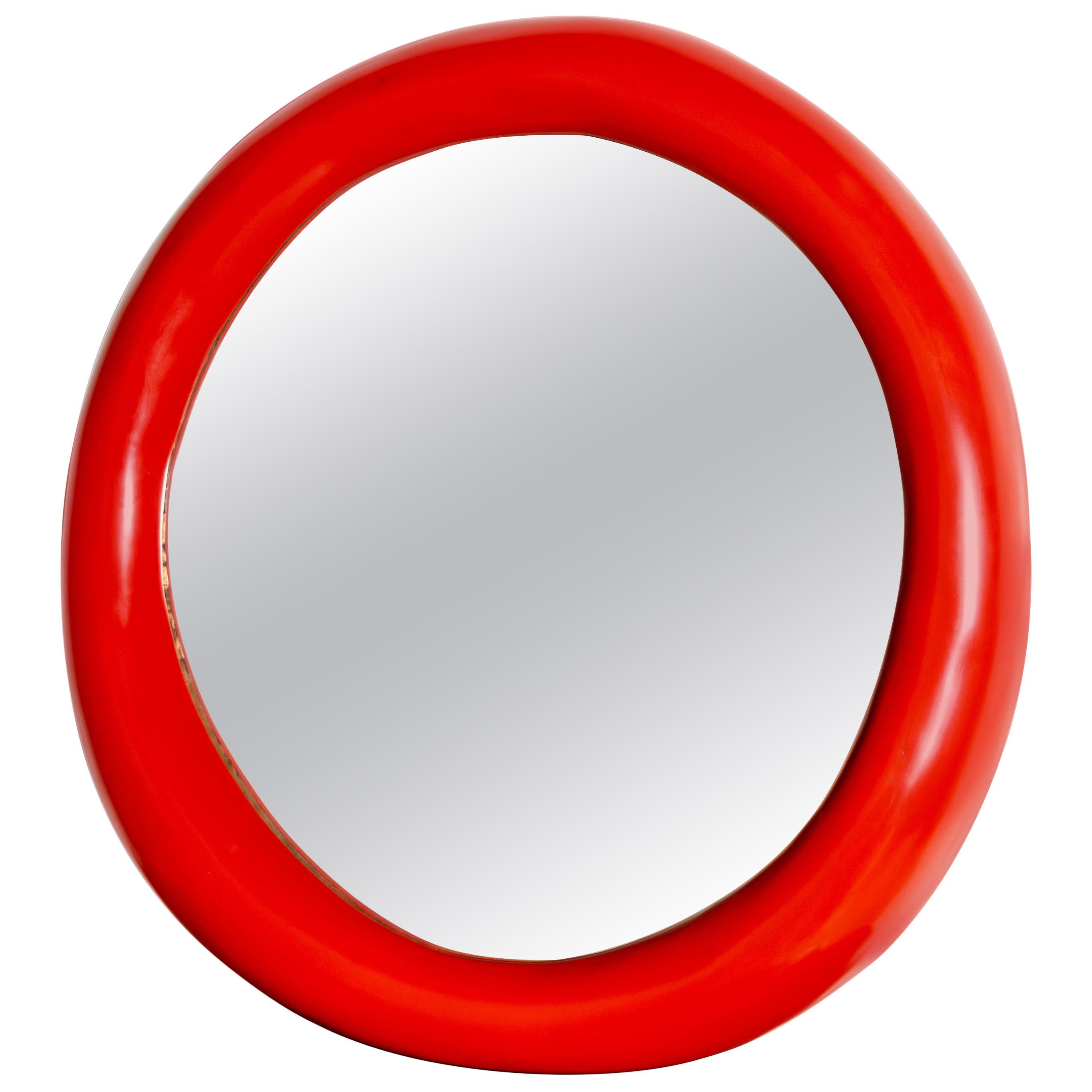 Think Big Red Lacquer Massive Hand Mirror Design Mirror For Sale at 1stDibs