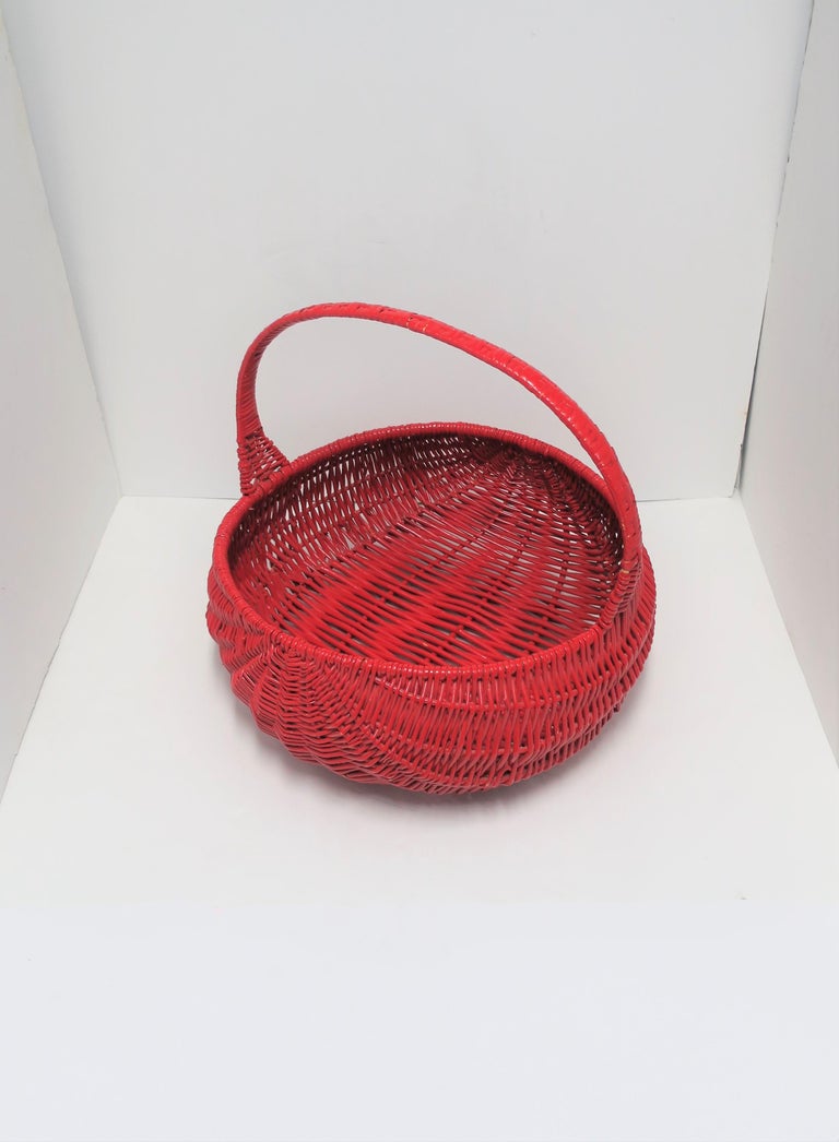Wicker Basket Red Lacquer, Large at 1stDibs | red wicker baskets, red ...