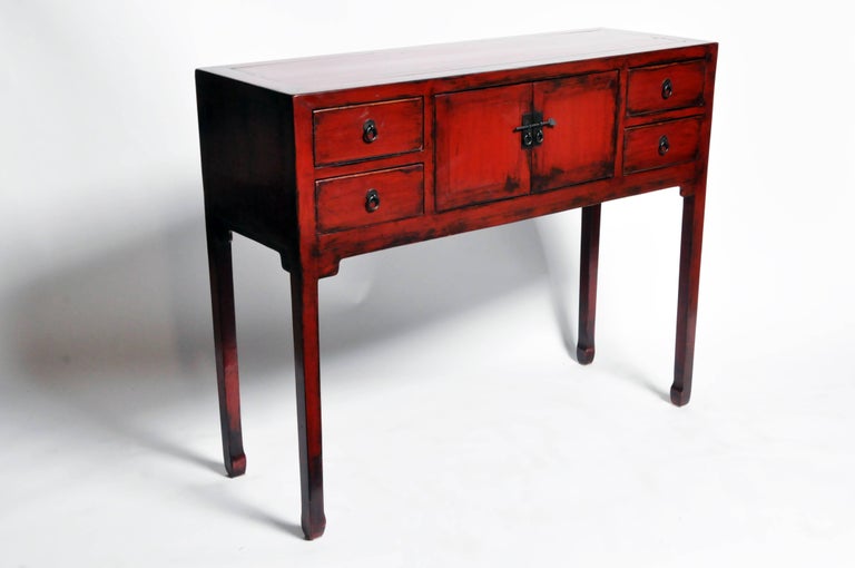 Red-Lacquered Chinese Console Table with Four Drawers at 1stDibs | red ...