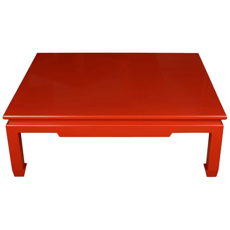 Red Lacquered Chinois Coffee Table at 1stDibs