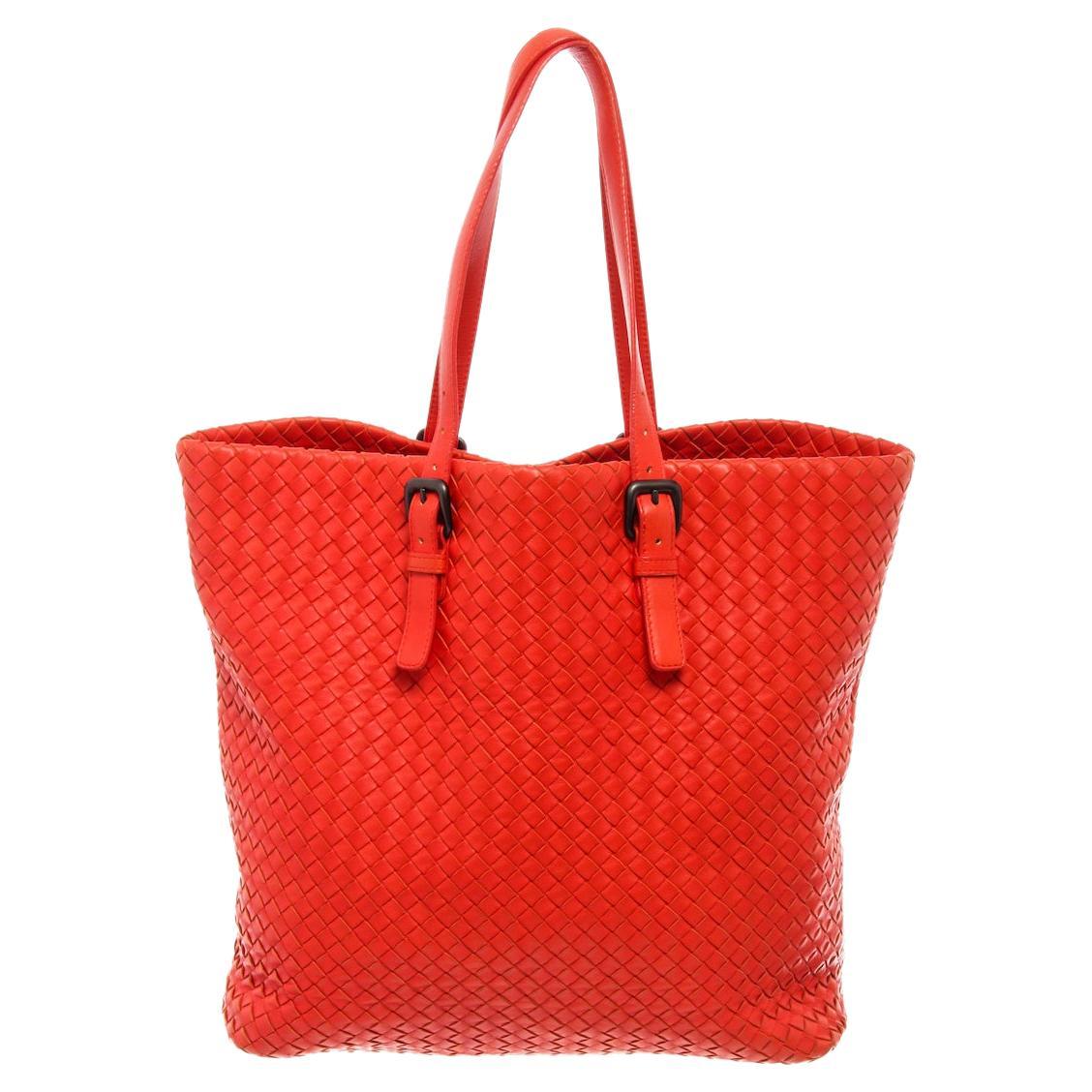 Bottega Veneta Crimson Red Intrecciato Nappa Leather Maxi Convertible ...