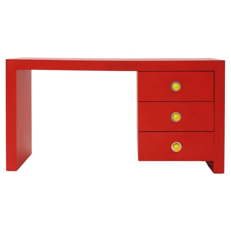 Red Laminate Desk, 1980s For Sale at 1stDibs