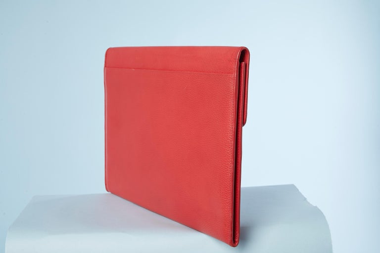 Red leather breifcase with Medusa embosset Giani Versace Circa 1980's ...