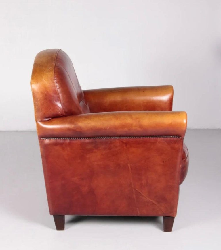 Red Leather Club Chair For Sale at 1stDibs