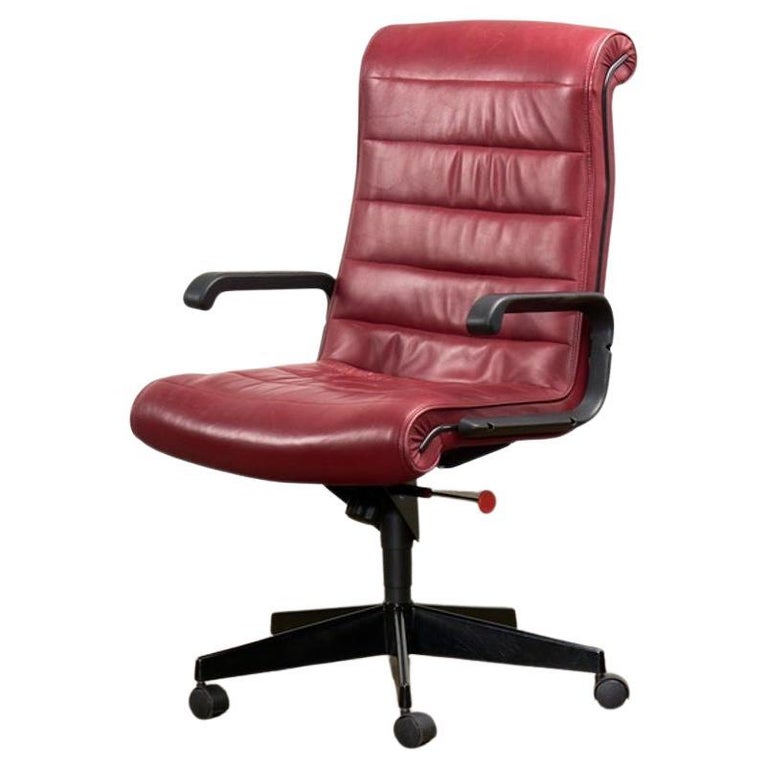 Red Leather Desk Chair by Richard Sapper for Knoll Inc/Knoll Intl ...