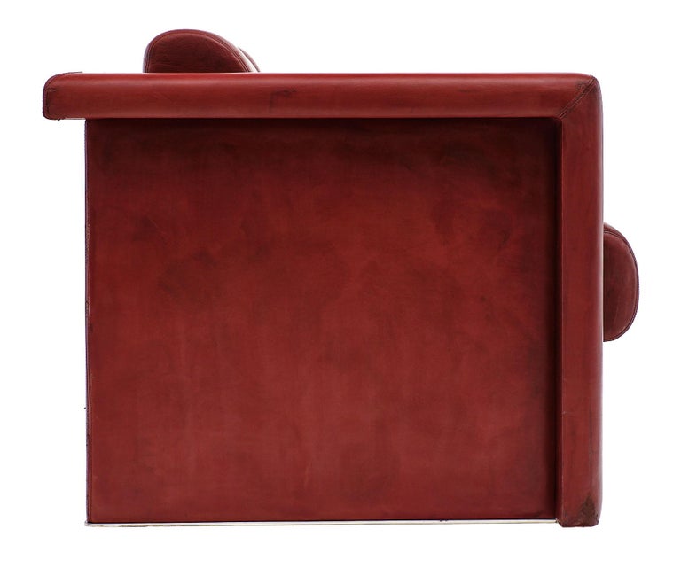 Red Leather Knoll Sofa at 1stDibs