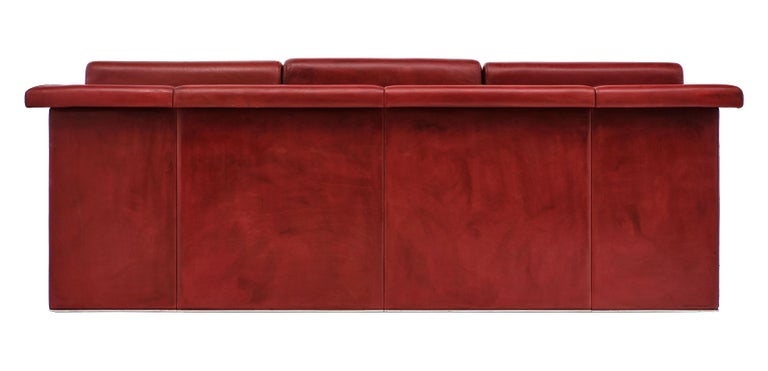 Red Leather Knoll Sofa at 1stDibs