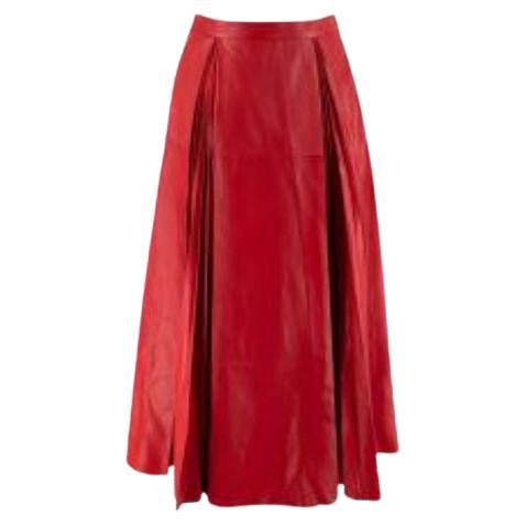 Miu Miu Cherry Red Pleated Raw Hem Mini Skirt - Size US 6 For Sale at ...