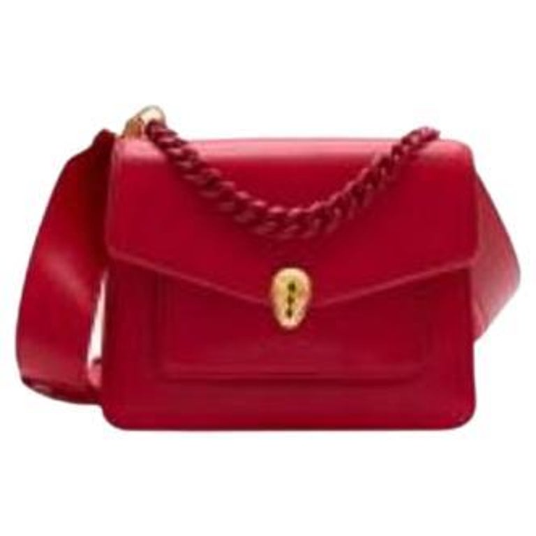 Red leather Serpenti Forever Chain Strap Bag For Sale at 1stDibs