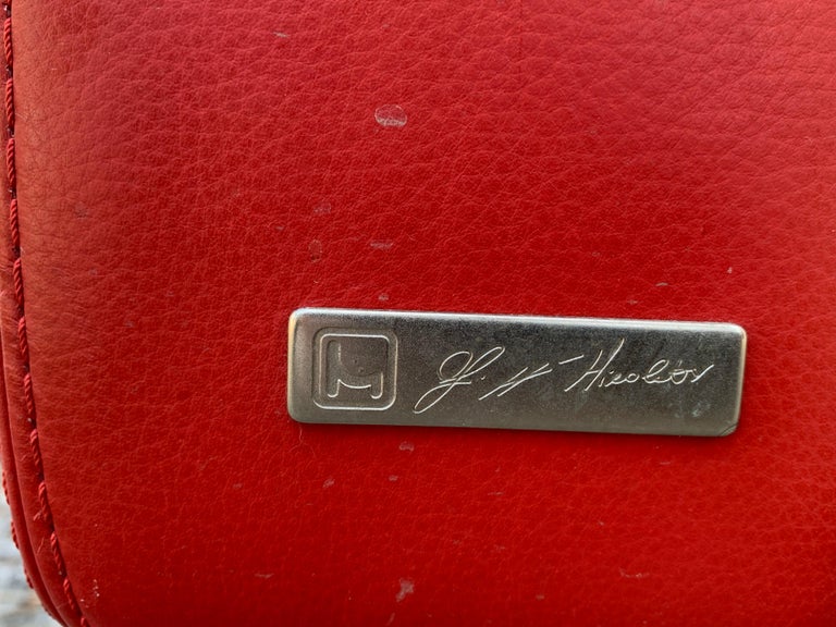 Red Leather Sofa by Nicoletti Italia at 1stDibs