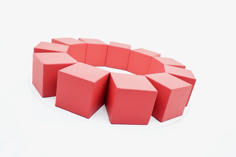 Vintage Cube Stools in Red Leatherette - 14 Available For Sale at ...