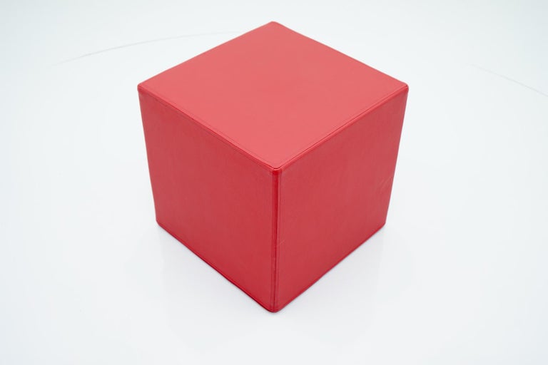Vintage Cube Stools in Red Leatherette - 14 Available For Sale at ...
