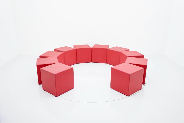 Vintage Cube Stools in Red Leatherette - 14 Available For Sale at 1stDibs