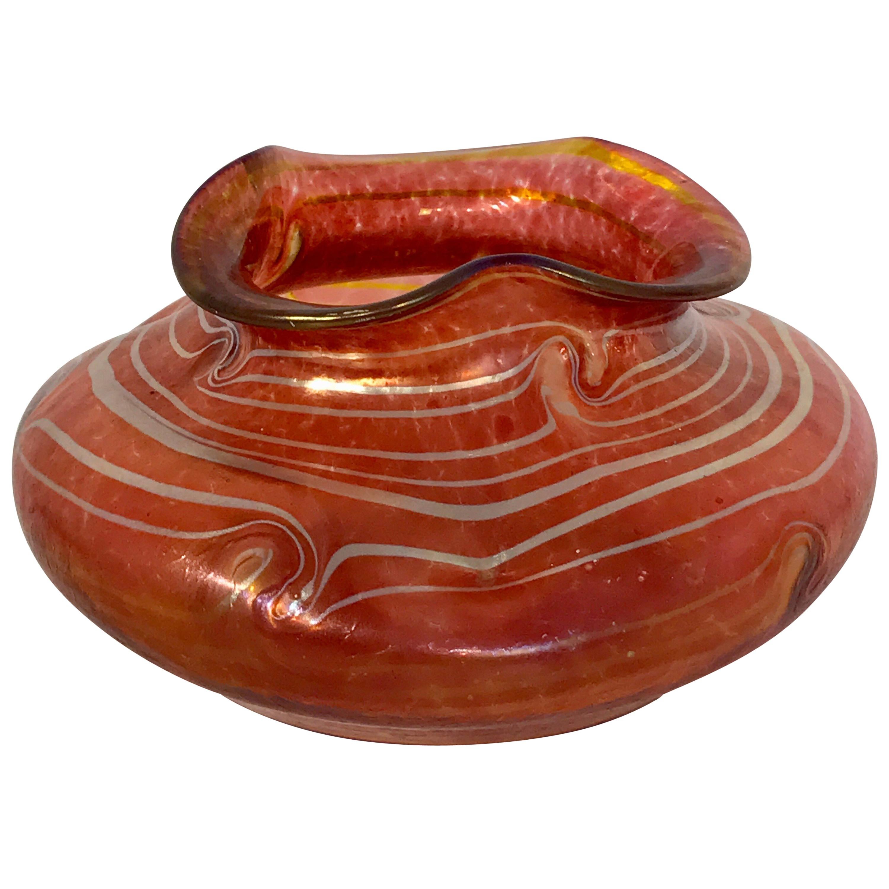 Red Loetz Art Glass Vase For Sale at 1stDibs