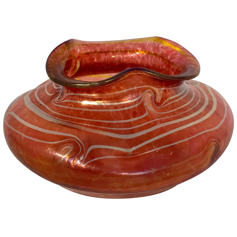 Red Loetz Art Glass Vase For Sale at 1stDibs
