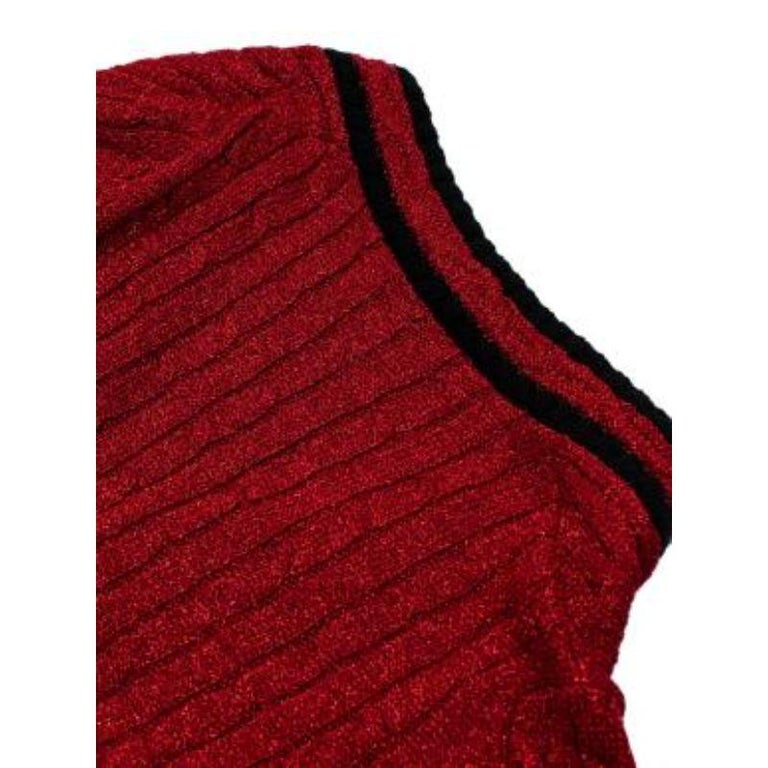 Red lurex cable knit cardigan For Sale at 1stDibs