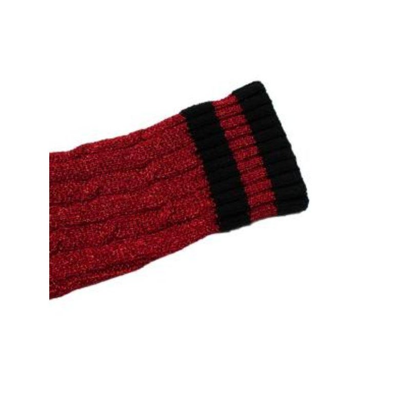 Red lurex cable knit cardigan For Sale at 1stDibs