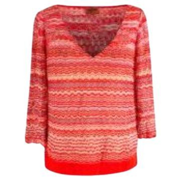 Red lurex stripe knitted jumper For Sale at 1stDibs