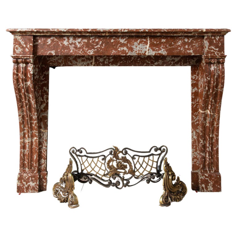 Red Marble Antique Fireplace Surround at 1stDibs | red marble fireplace