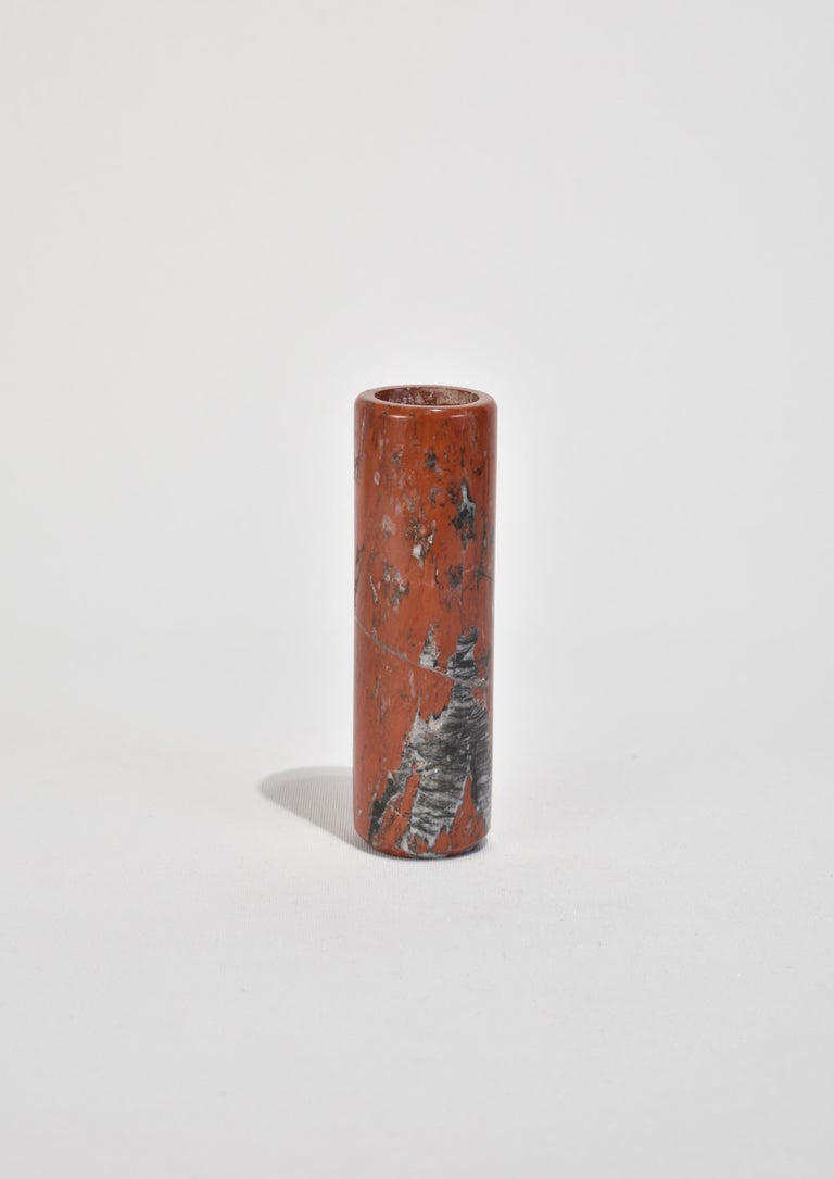 Red Marble Cylinder Vase For Sale at 1stDibs