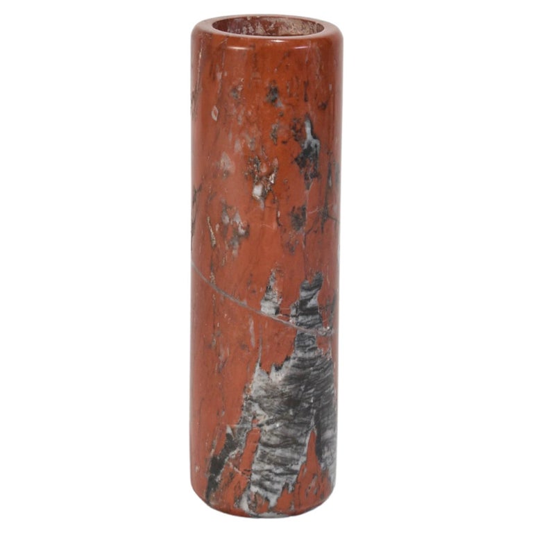 Red Marble Cylinder Vase For Sale at 1stDibs
