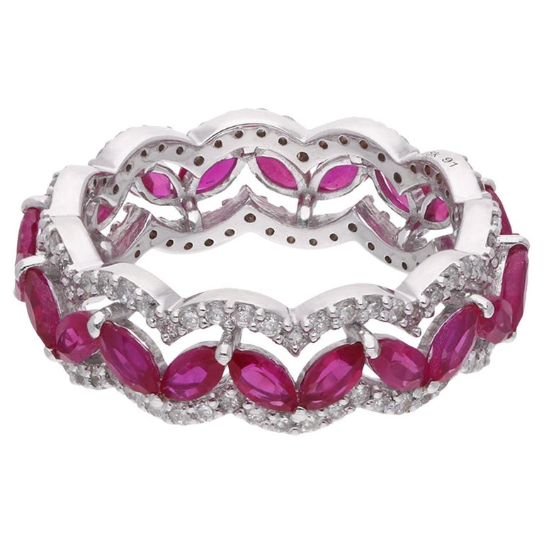 Bague jonc en or blanc 18 carats avec diamants pavés et pierres ...
