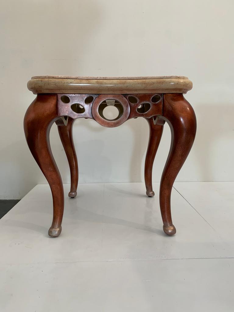 Red Metal Leaf Coffee Tables with Pink Marble Tops, Set of 2 For Sale ...