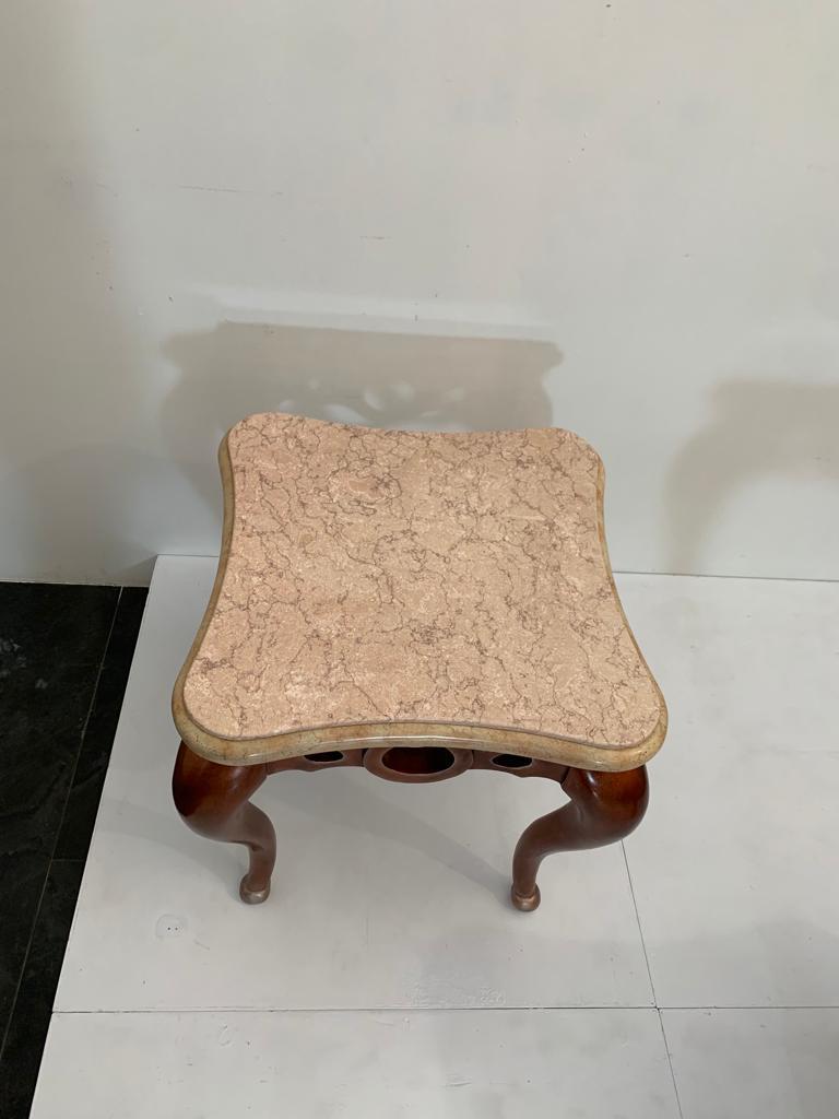 Red Metal Leaf Coffee Tables with Pink Marble Tops, Set of 2 For Sale ...