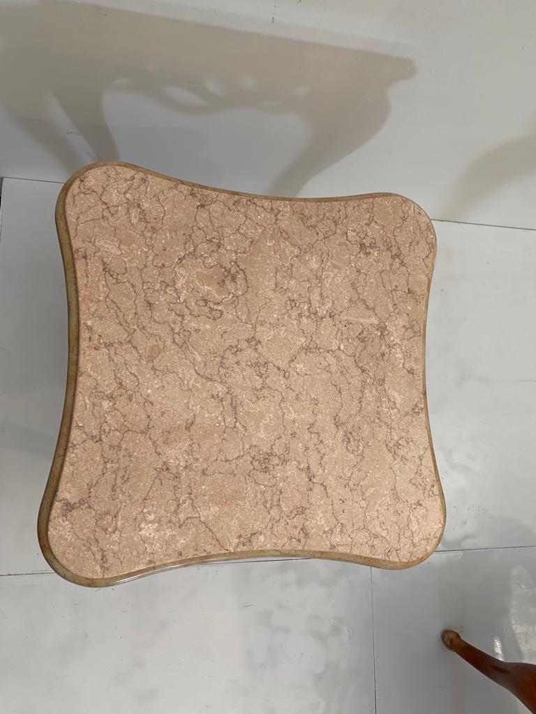 Red Metal Leaf Coffee Tables with Pink Marble Tops, Set of 2 For Sale ...