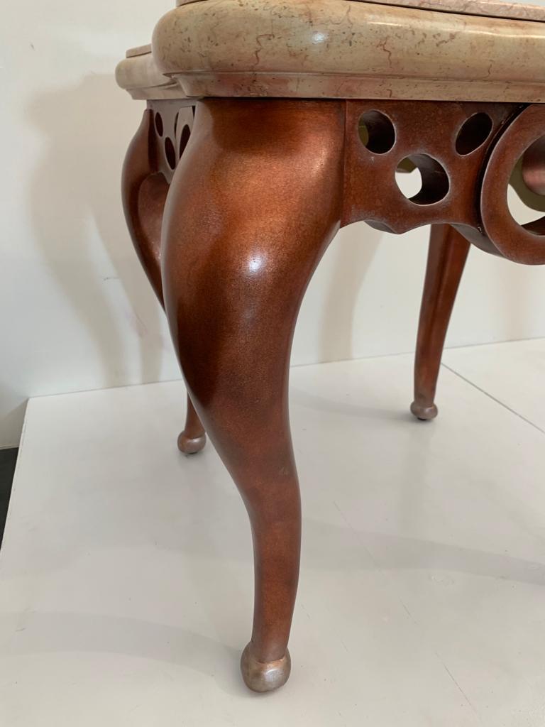 Red Metal Leaf Coffee Tables with Pink Marble Tops, Set of 2 For Sale ...