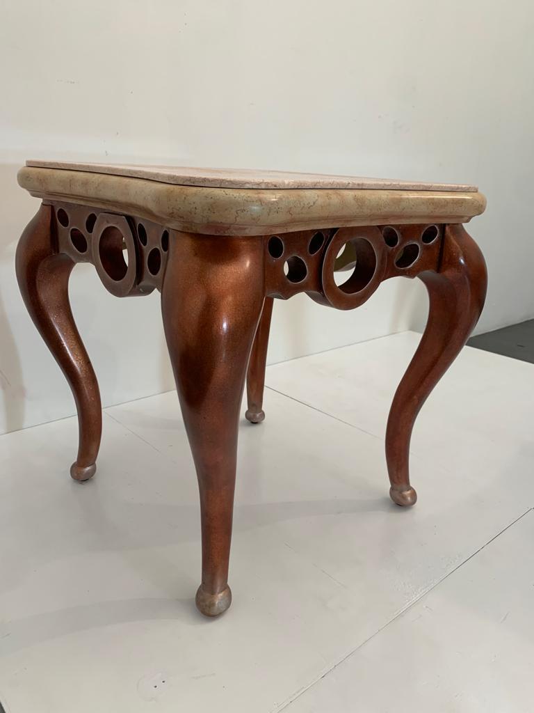 Red Metal Leaf Coffee Tables with Pink Marble Tops, Set of 2 For Sale ...