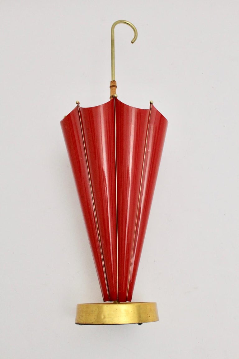 Red Mid-Century Modern Vintage Metal Umbrella Stand, 1950s, Italy at ...