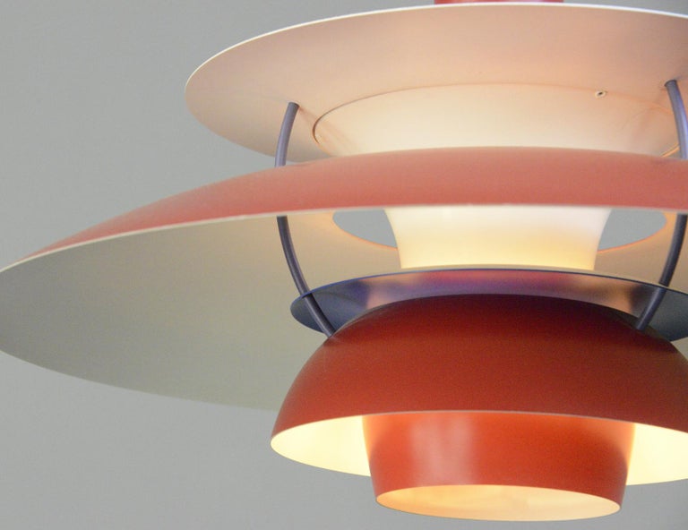 Red Model PH5 Pendant Lights by Louis Poulson, Circa 1960s at 1stDibs