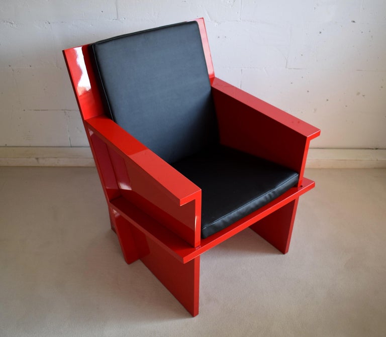 Red Modern Lounge Chair by Ruud Franken, the Netherlands For Sale at ...