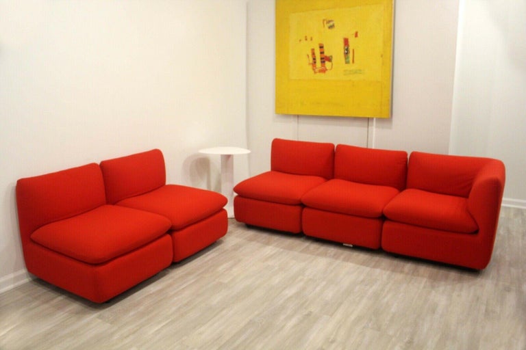 Red Modern Steelcase Ganging Elysee 5 Piece Modular Sectional Sofa at ...