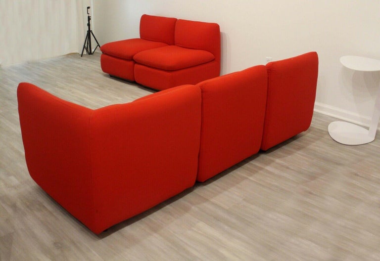 Red Modern Steelcase Ganging Elysee 5 Piece Modular Sectional Sofa at ...