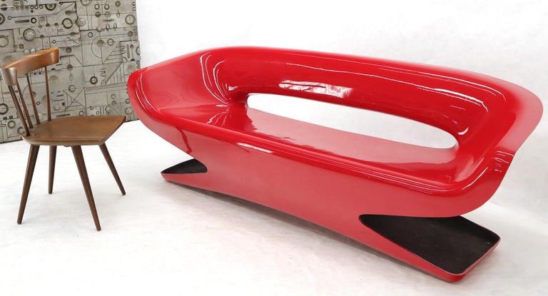 Red Molded Fiberglass Bench Love Seat For Sale at 1stDibs