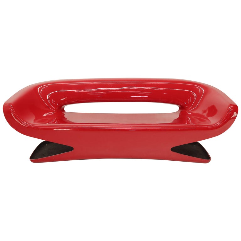 Red Molded Fiberglass Bench Love Seat For Sale at 1stDibs