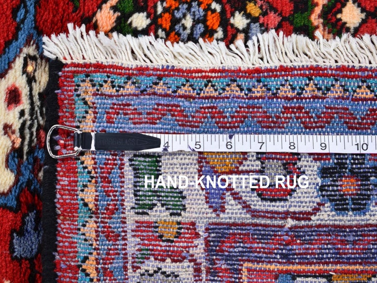 Red Persian Hamadan Pure Wool Hand Knotted Oriental Rug For Sale at ...