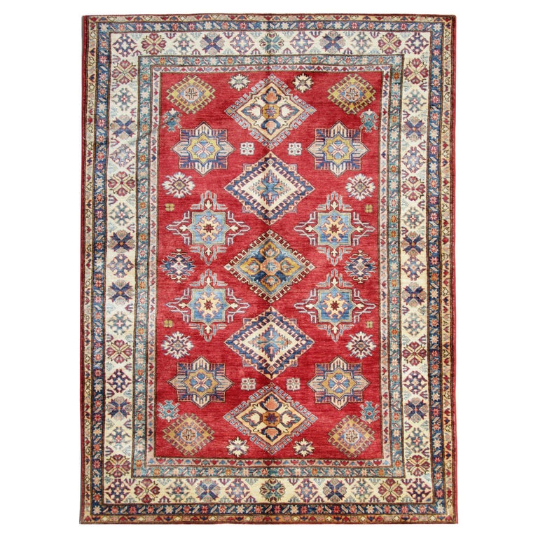 Red Oriental Geometric Rugs, Handmade Carpet Ivory Rugs for Sale For ...