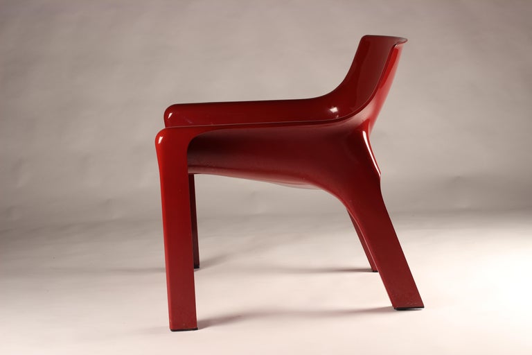 Red Original Lounge Chair Vicario Designed by Vico Magistretti Made by ...